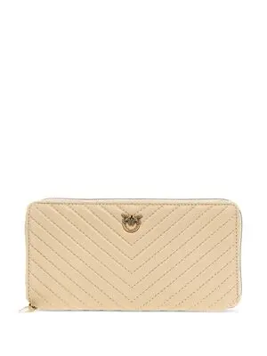 Pinko Chevron-quilted Leather Wallet - Neutrals