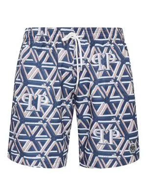 Philipp Plein Monogram Boxer Swim Shorts - Blue