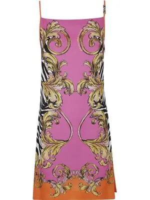 Versace Outline Barocco Mini Dress - Pink