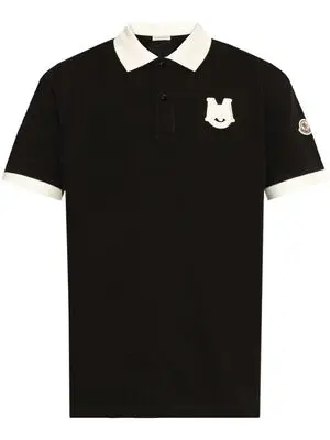 Moncler Logo-patch Polo Shirt - Black