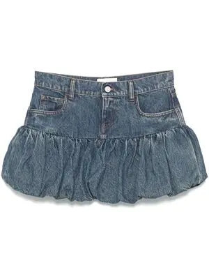 Coperni Gathered-hem Denim Mini Skirt