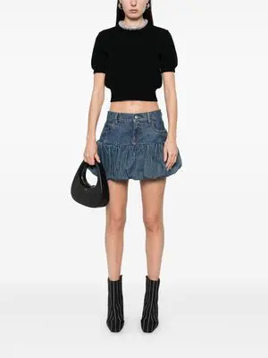 Coperni Gathered-hem Denim Mini Skirt