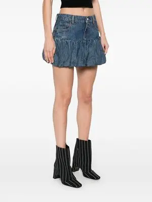 Coperni Gathered-hem Denim Mini Skirt