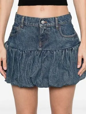 Coperni Gathered-hem Denim Mini Skirt