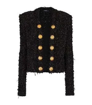 Balmain Edge-to-edge Tweed Jacket - Black