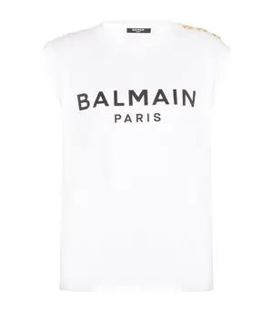 Balmain Logo Tank Top - White