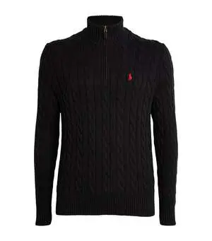 Polo Ralph Lauren Cable-knit Quarter-zip Sweater - Black