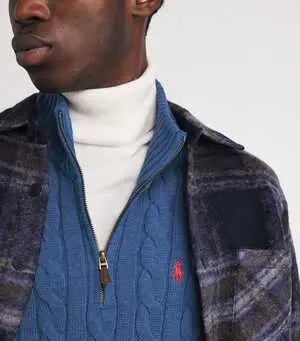 Polo Ralph Lauren Cable-knit Quarter-zip Sweater - Navy
