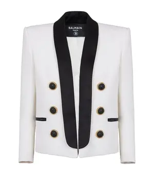 Balmain Wool Cropped Blazer - White