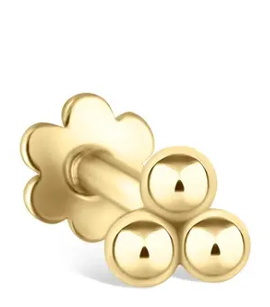 MARIA TASH Large Three Ball Trinity Threaded Stud Earring - Gold