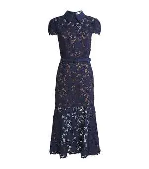 SELF-PORTRAIT Lace Collared Midi Dress