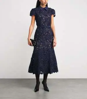 SELF-PORTRAIT Lace Collared Midi Dress