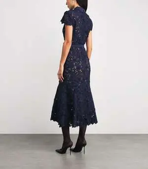 SELF-PORTRAIT Lace Collared Midi Dress