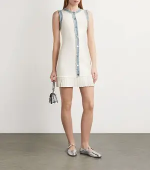 sandro denim trim dress Sandro Denim-Trimmed Mini Dress - Beige