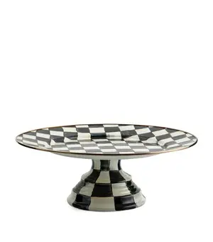 MACKENZIE-CHILDS Courtly Check Pedestal Platter - Black