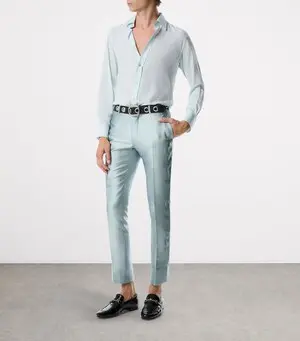 TOM FORD Silk Slim Shirt - Blue