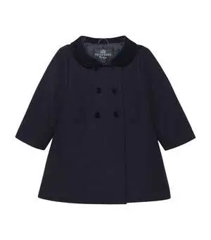 Trotters Wool Double-breasted Classic Coat - Blue