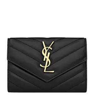 Saint Laurent Small Monogram Matelassé Envelope Wallet - Black