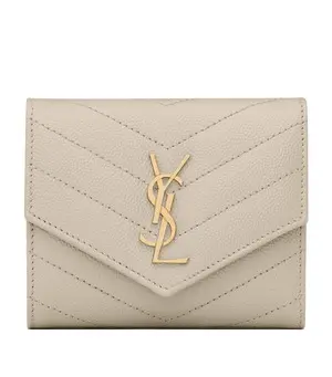 Saint Laurent Saint Laurent Small Monogram Matelassé Envelope Wallet White
