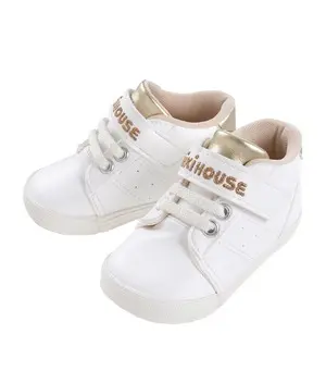 MIKI HOUSE Leather Logo Strap Sneakers