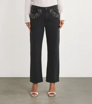 FRAME Organic Beaded Straight-leg Jeans