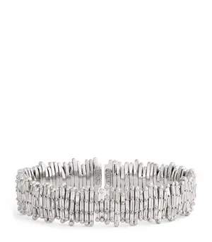 SUZANNE KALAN Gold And Diamond Classic Three-row Cuff - White