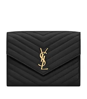 Saint Laurent Cassandre Matelassé Envelope Pouch - Black