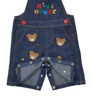MIKI HOUSE Embroidered Bear Dungarees