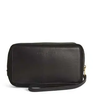 Giorgio Armani Leather Make-up Bag - Green