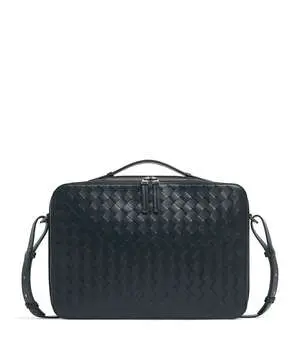 Bottega Veneta Leather Slim Getaway Briefcase - Blue