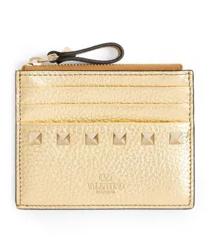 Valentino Garavani Leather Rockstud Coin Purse - Gold