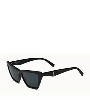 Saint Laurent Rectangular Cat Eye Sunglasses - Black