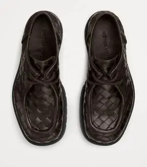 Bottega Veneta Leather Intrecciato Haddock Boat Shoes