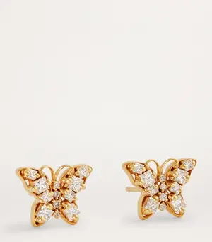 SUZANNE KALAN Yellow Diamond Mini Butterfly Stud Earrings - Gold