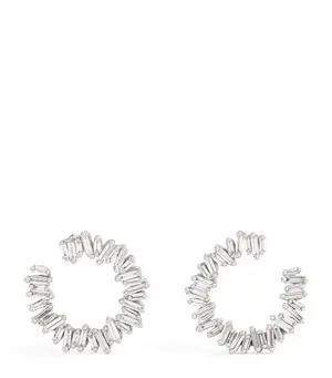 SUZANNE KALAN Gold And Diamond Mini Hoop Earrings - White