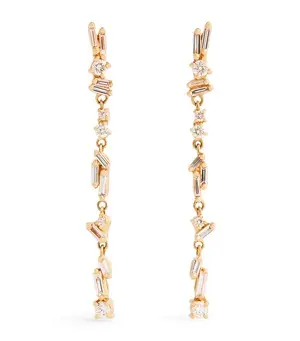 SUZANNE KALAN Yellow Classic Firework Sparkler Diamond Drop Earrings - Gold