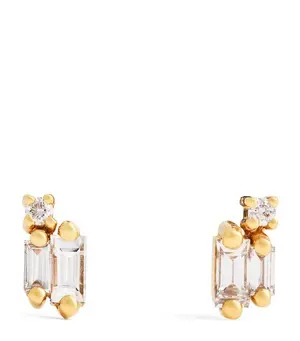 SUZANNE KALAN Yellow And Diamond Bold Burst Stud Earrings - Gold