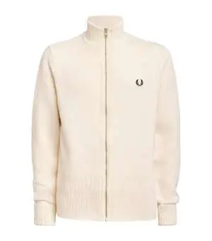 Fred Perry Cotton-wool Zip-up Cardigan - Ivory