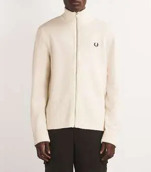 Fred Perry Cotton-wool Zip-up Cardigan - Ivory