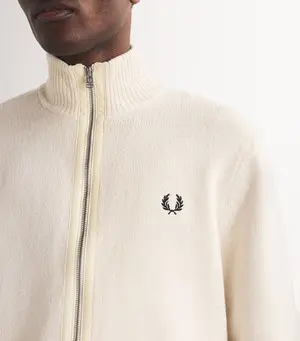 Fred Perry Cotton-wool Zip-up Cardigan - Ivory