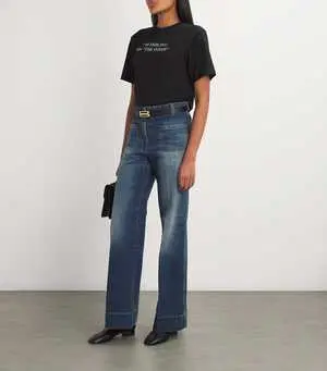 Victoria Beckham Leather B-buckle Waist Belt - Black