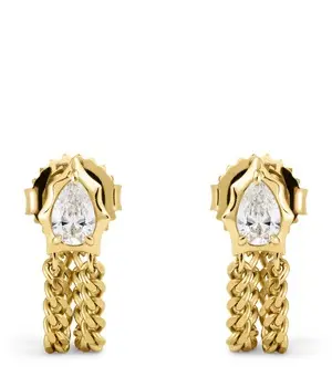 JADE TRAU Yellow And Diamond Envoy Chain Loop Earrings - Gold