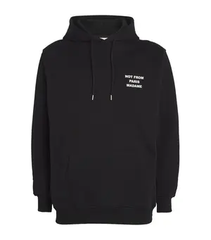 Drole De Monsieur Cotton Slogan Hoodie - Black