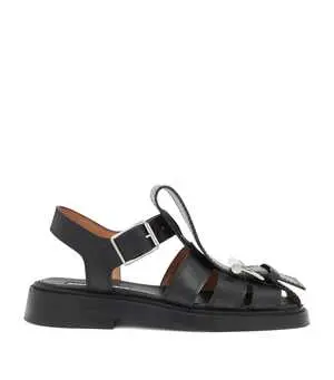 Alexander McQueen Leather Caged T-bar Sandals