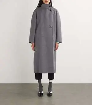 Thom Browne Wool-cashmere High-neck Overcoat