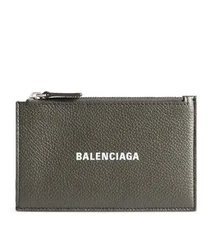 Balenciaga Leather Zip-up Card Holder - Green
