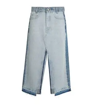 Stella McCartney Organic Denim Split Midi Skirt - Blue