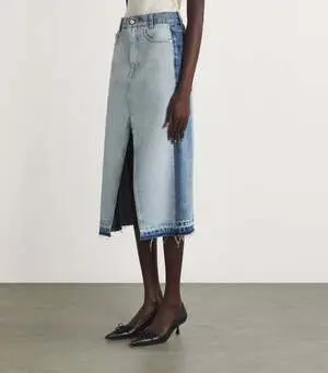 Stella McCartney Organic Denim Split Midi Skirt - Blue