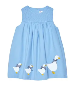 Trotters Cotton Duck Pinafore Dress - Blue