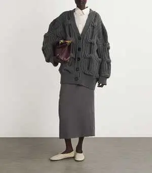 Stella McCartney Virgin Wool Falabella Cardigan - Grey